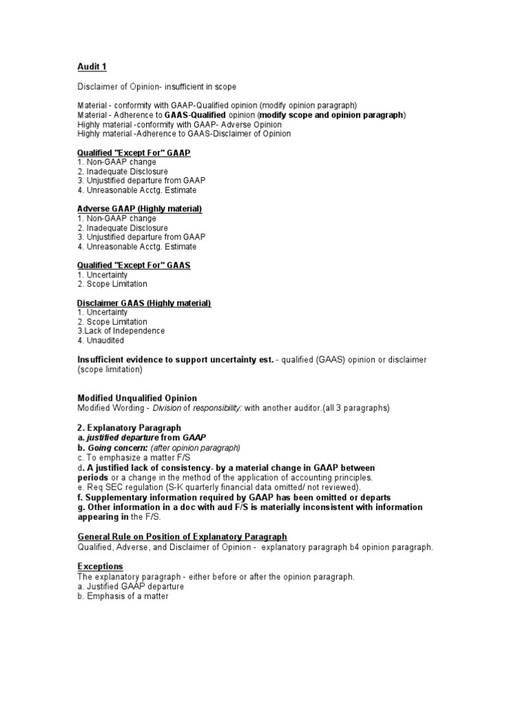 Qualified "Except For" GAAP: Justified Departure Gaap Going Concern ...