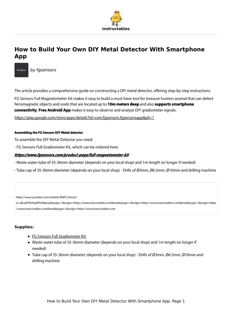 How To Build Your Own DIY Metal Detector With Smar | PDF | Metal Detector | Sensor