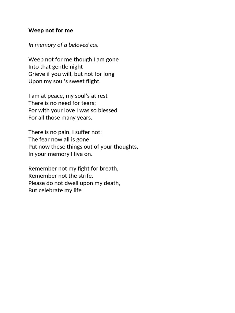 In Memory of a Beloved Cat | PDF