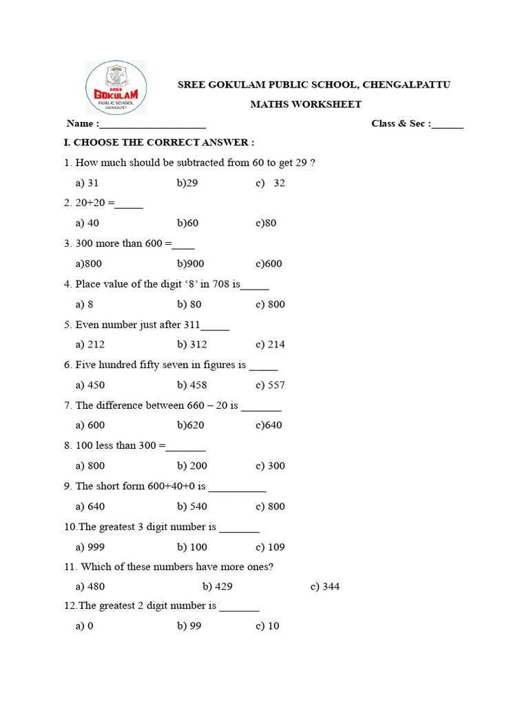 Maths Worksheet A, S, M, D | PDF | Elementary Mathematics | Arithmetic