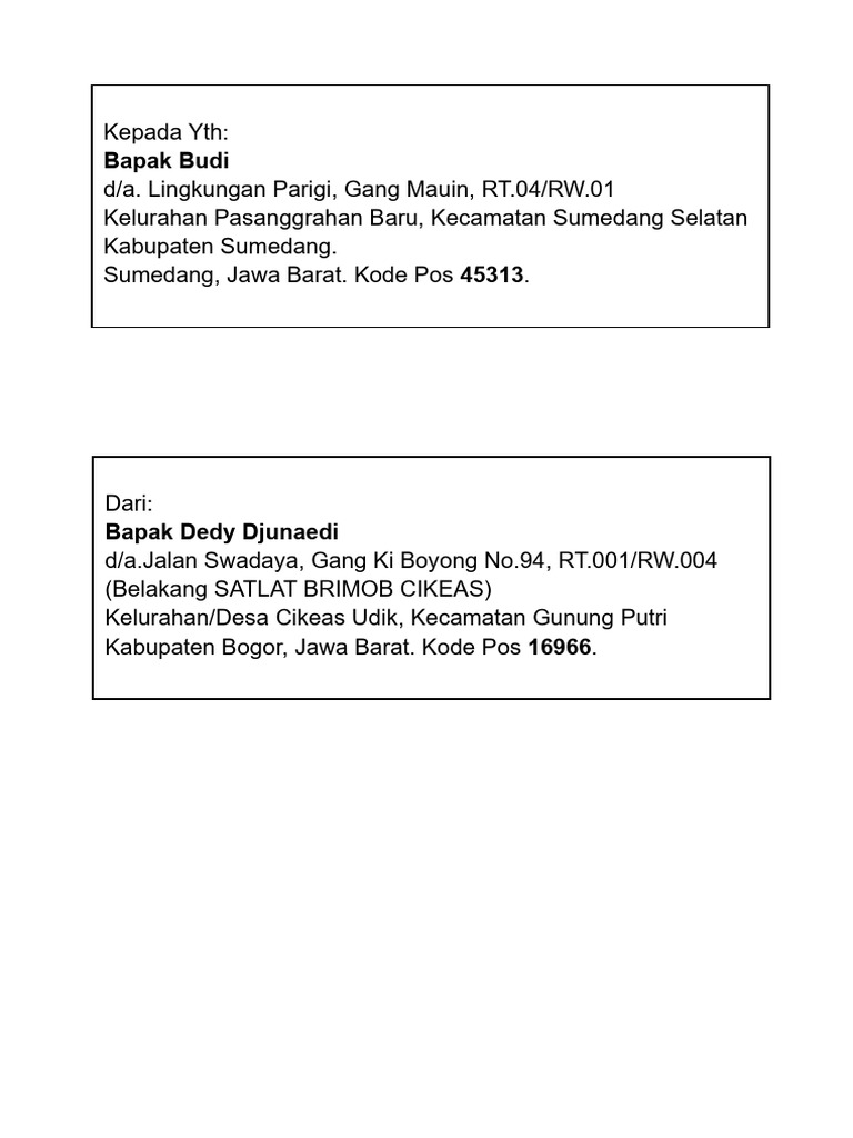 alamat Dedy Djunaedi | PDF