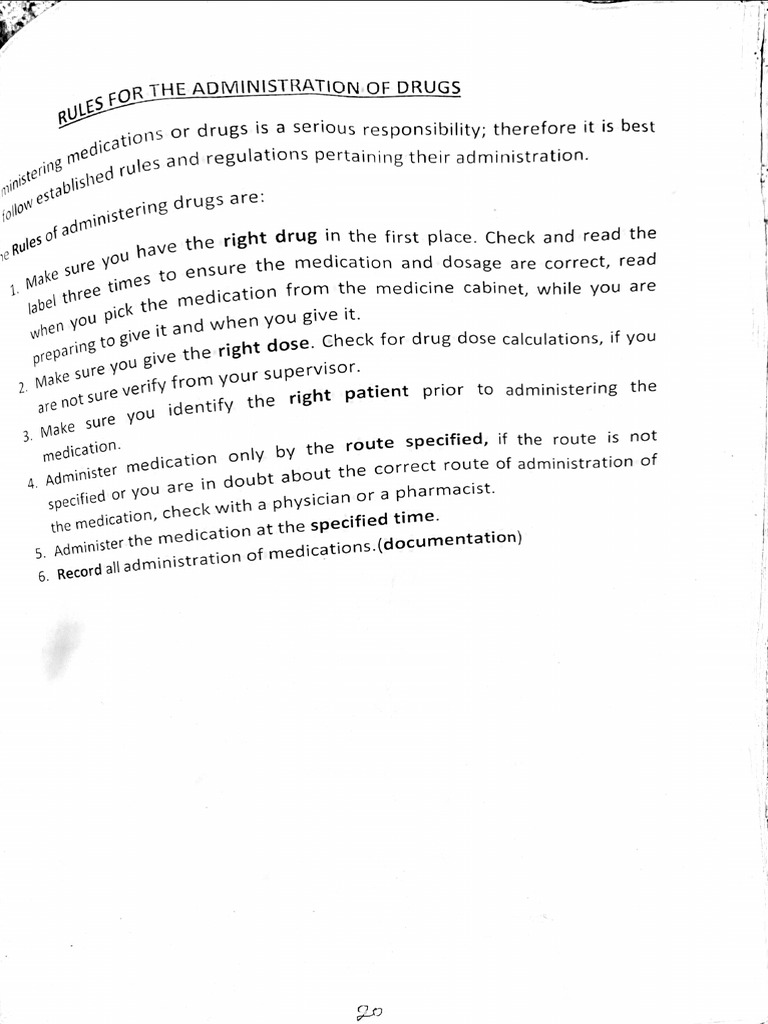 Rules For Administration of Drugs | PDF