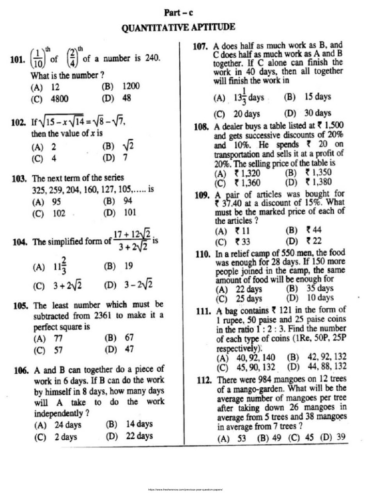 IOCL Apprentice Aptitude Model Paper | PDF