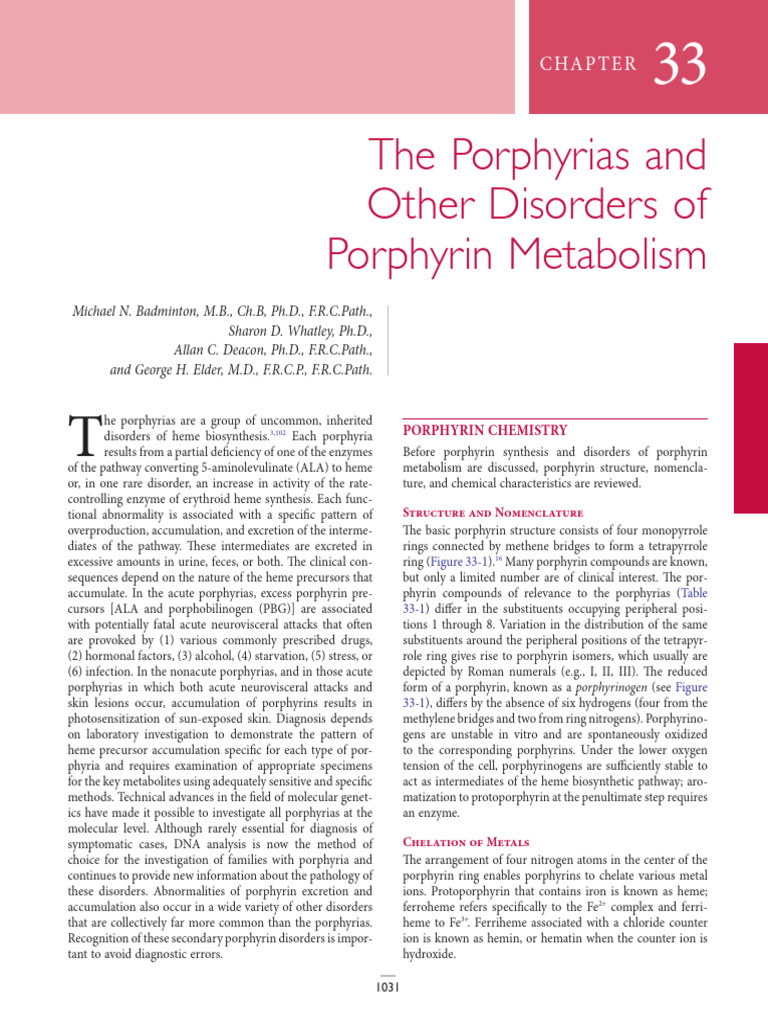 Porphyrias: Heme Biosynthesis Disorders | PDF | Porphyrin