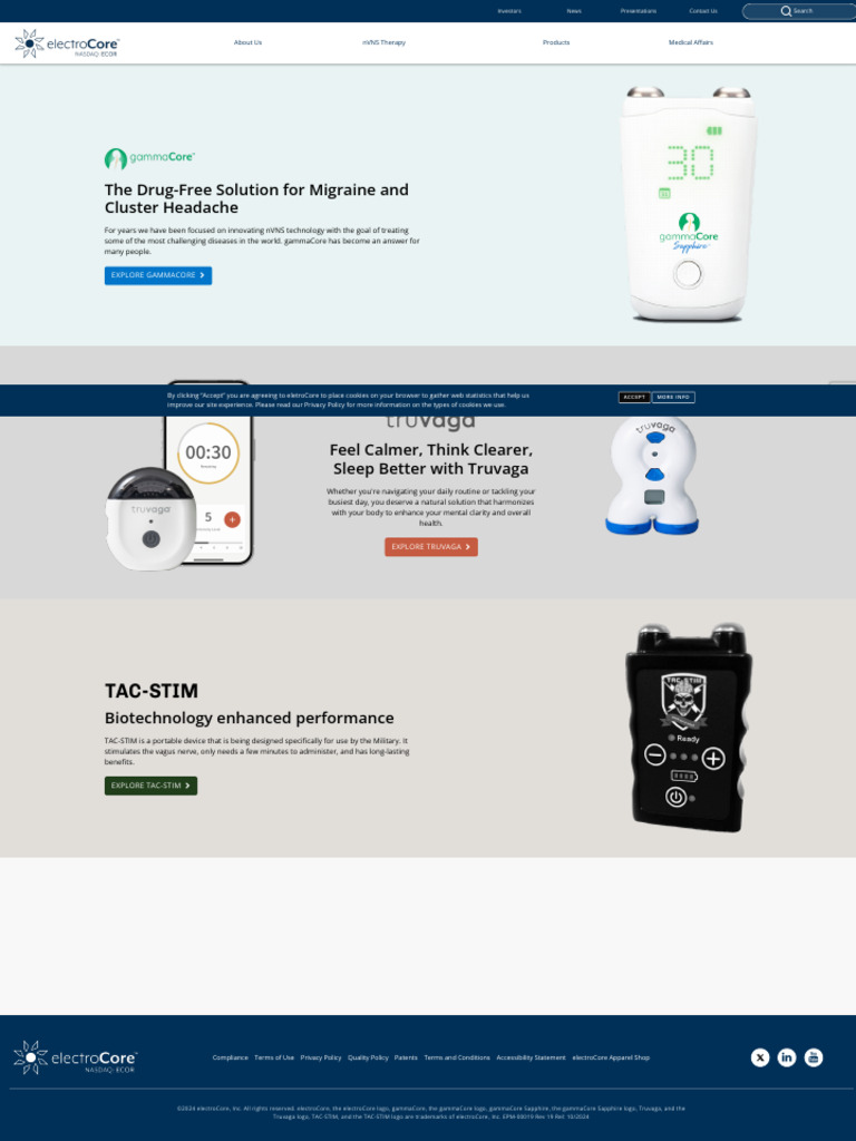 Our Products - gammaCore, Truvaga, Tac-Stim _ electroCore | PDF ...