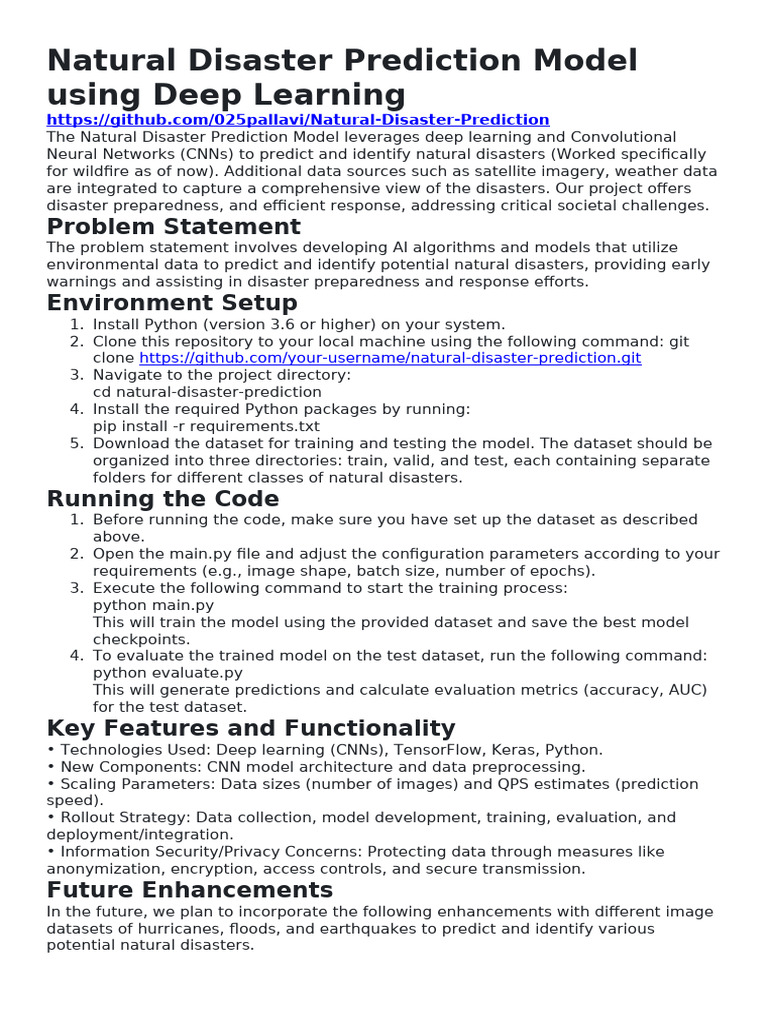 Natural Disaster Prediction Model Using Deep Learning | PDF | Deep ...