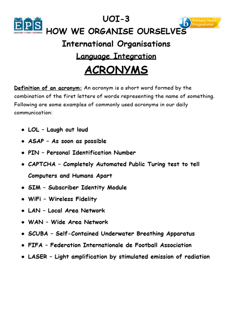 Language Integration Acronyms | PDF