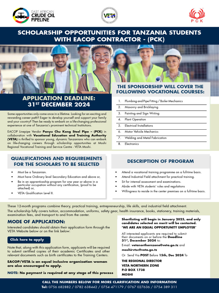 Eacop Scholarship Advertisement A4 V3 | PDF | Vocational Education