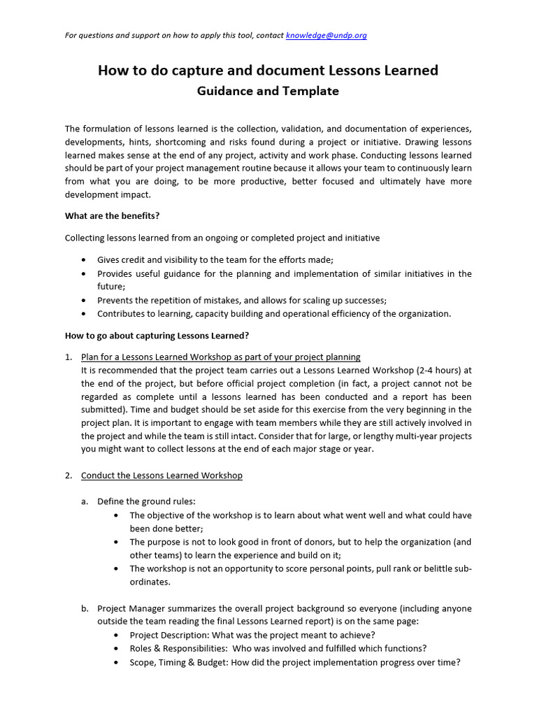 Capturing Lessons Learned in Projects | PDF | Project Management | Business