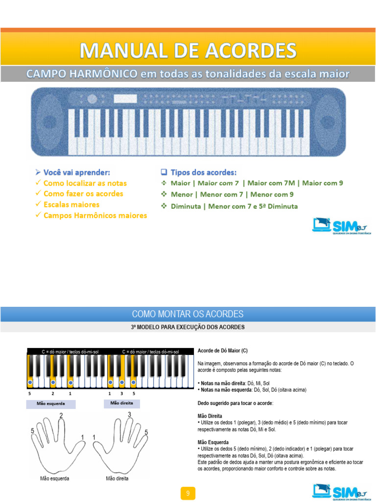 MODELO - Manual de Acordes - Campo Harmônico - Teclado | PDF | Acorde (música) | Pitch (música)