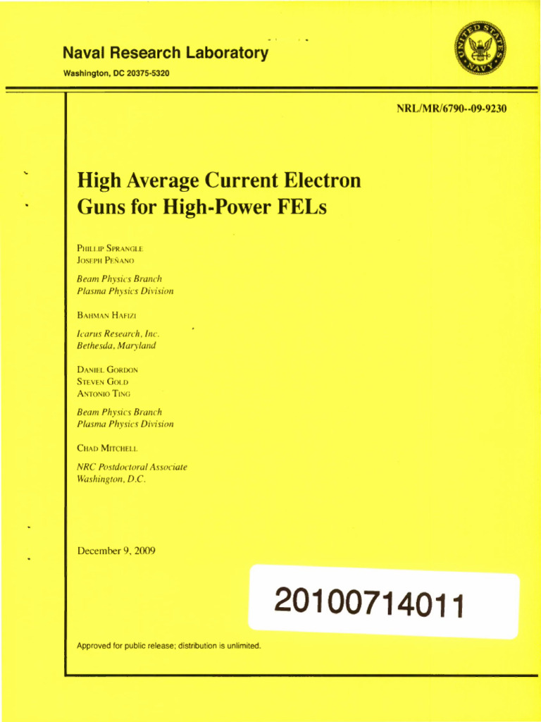 High Average Current Electron | PDF | Cathode | Electron