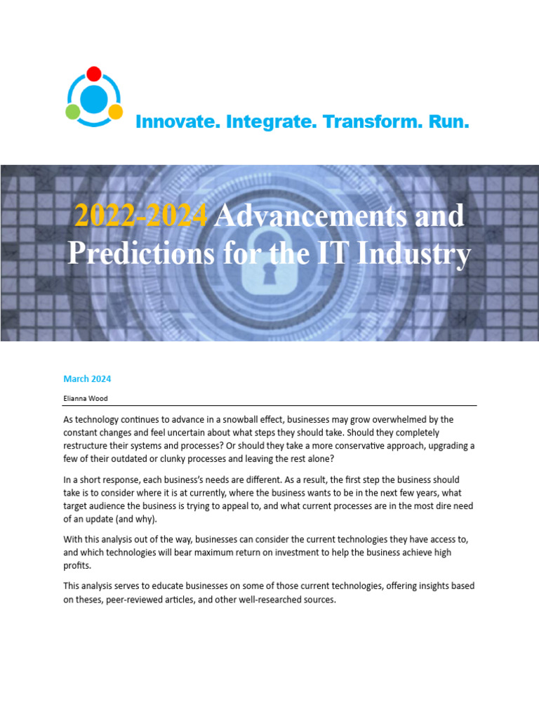 2022 2024 Advancements and Predictions For The IT Industry | PDF