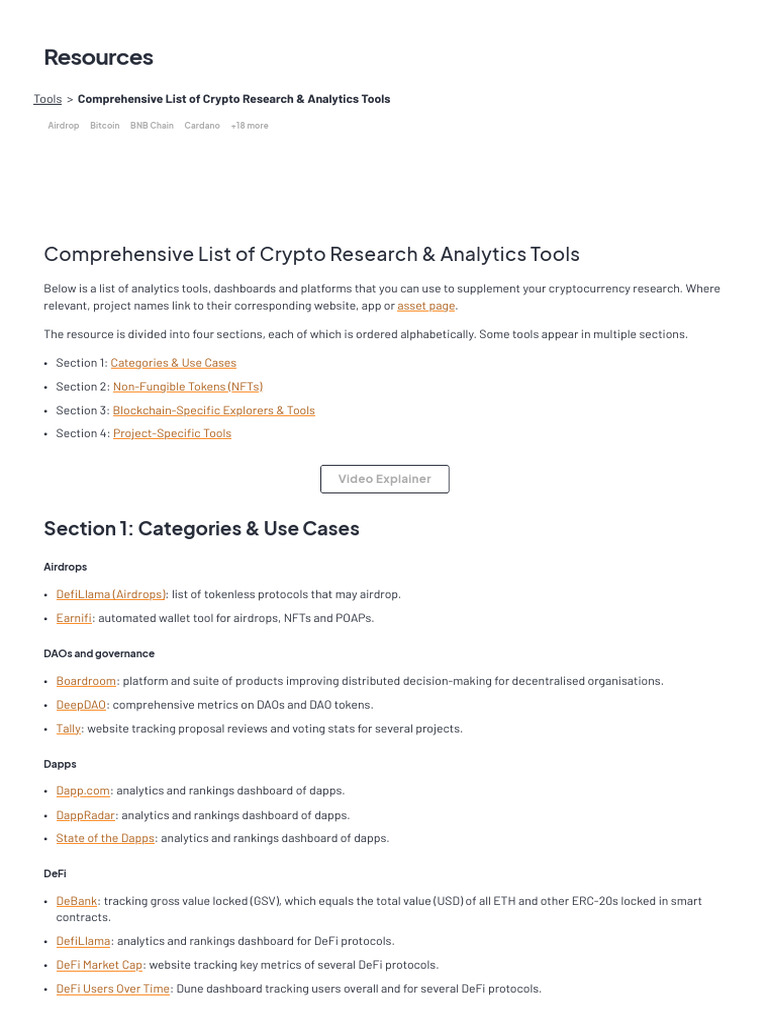 Comprehensive List of Crypto Research & Analytics Tools - Collective ...