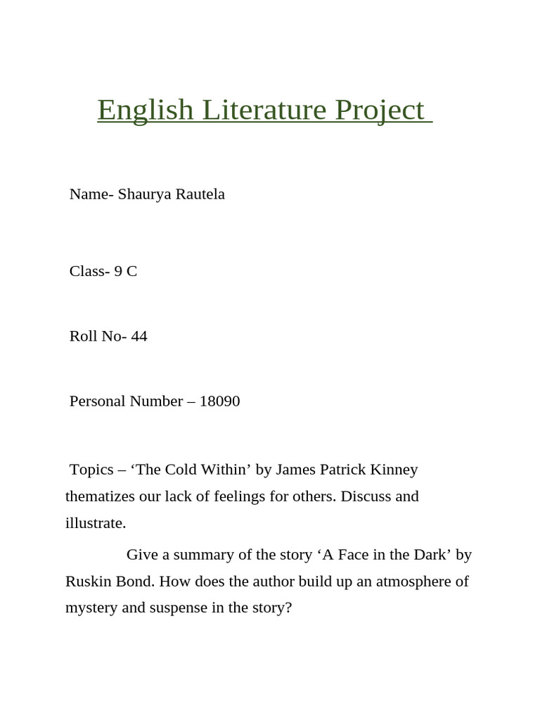 English Literature Project | PDF | Prejudices