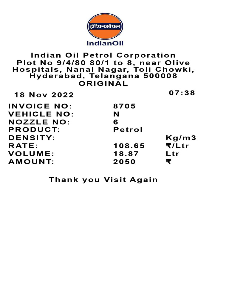 Fuel Bill Template 2 | PDF