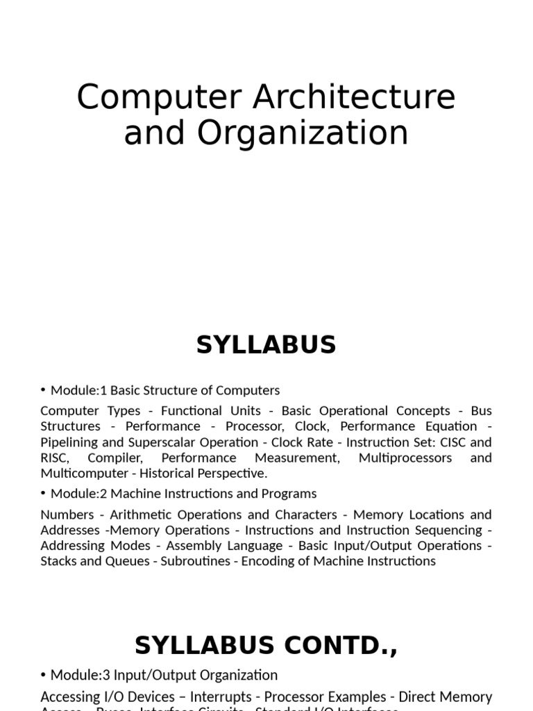 Computer Architecture Syllabus Overview | PDF | Computer Data Storage ...