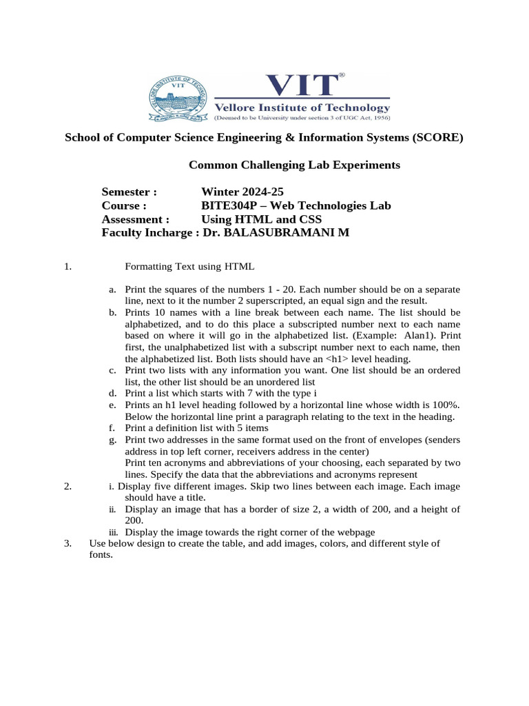 Web Technologies Lab: HTML & CSS Tasks | PDF | World Wide Web | Internet & Web