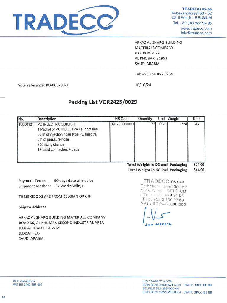 Packing List for PC Injectra QF Shipment | PDF | Business Documents ...