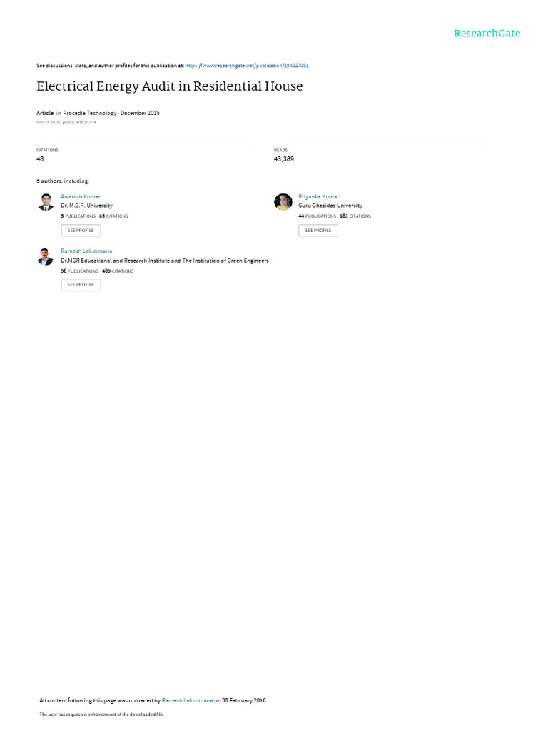 Electrical Energy Audit in Residential House | PDF | Refrigerator ...