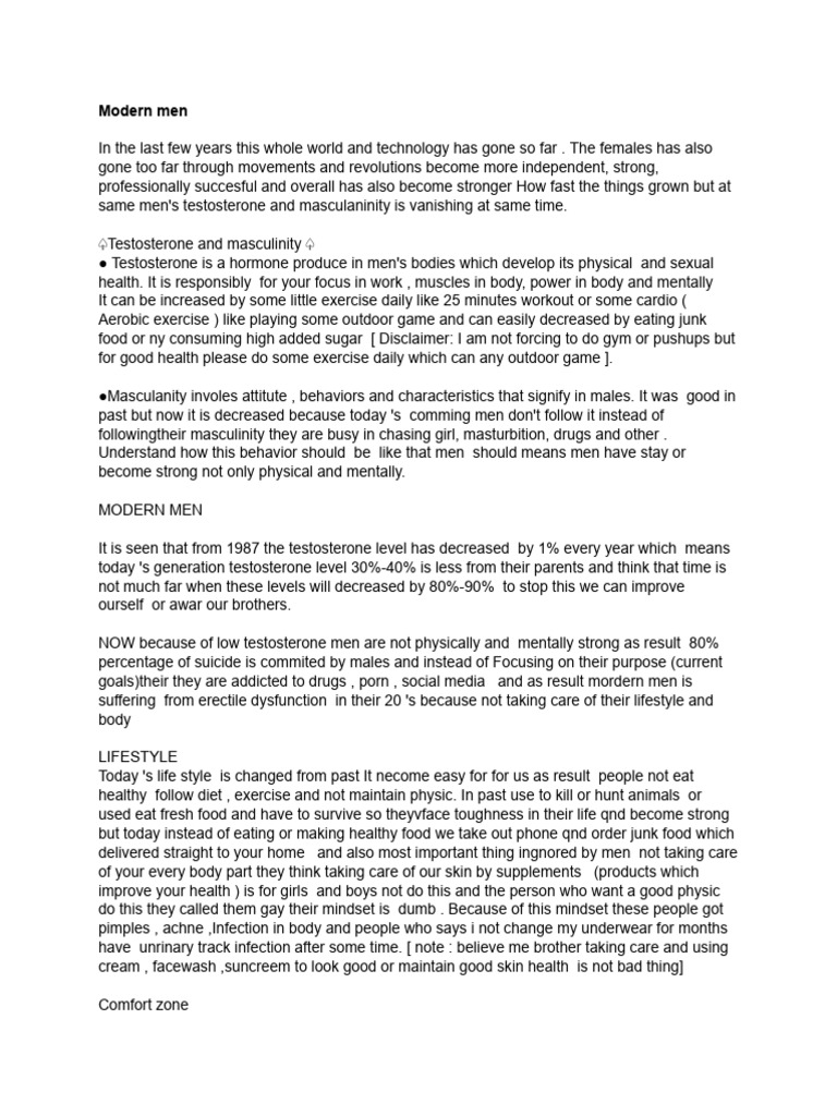 Modern men | PDF | Testosterone | Masculinity
