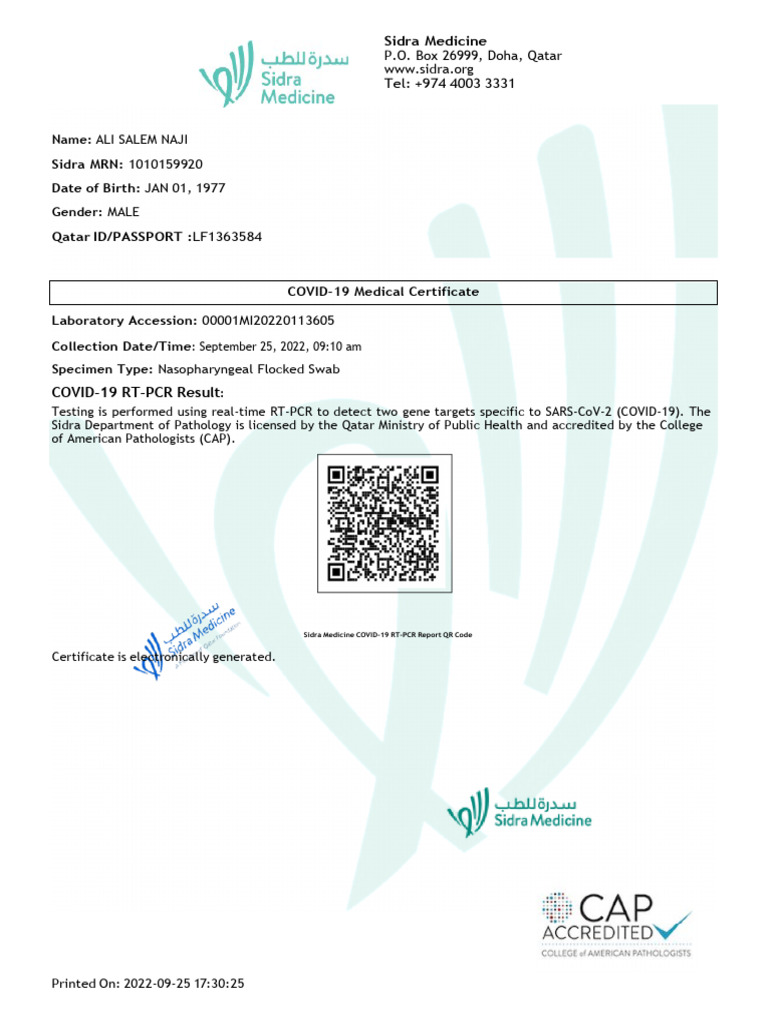 pcr test 25.09.22 | PDF