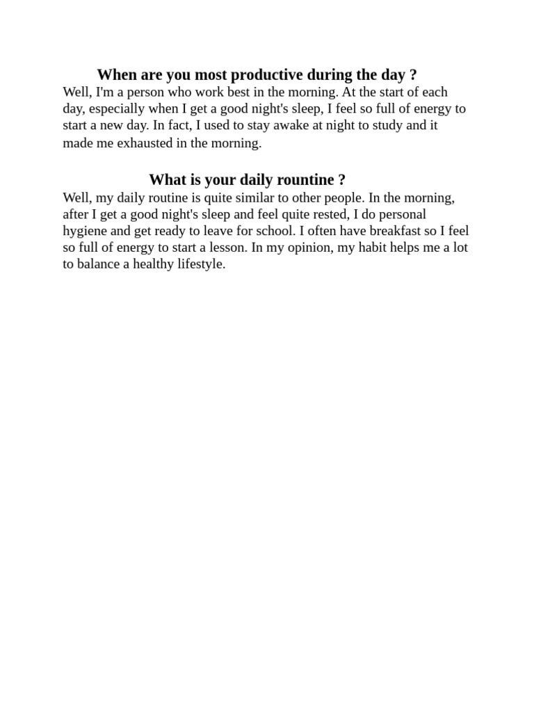 Daily Routine Pt1 | PDF