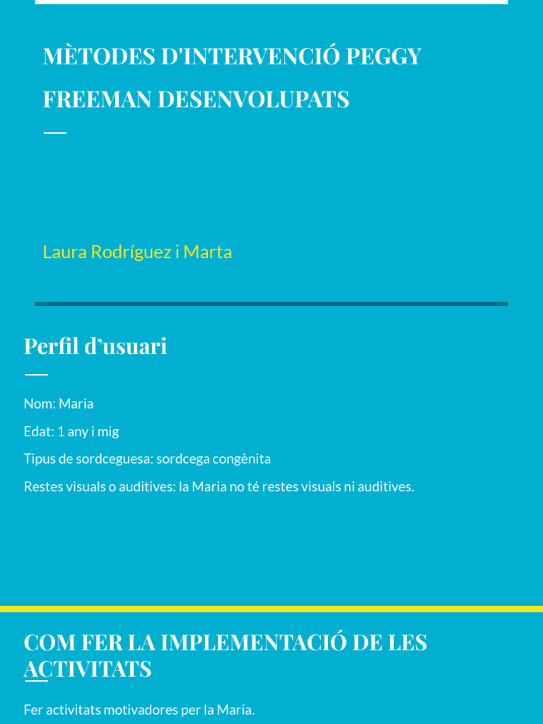 Mètodes D'intervenció Peggy Freeman Desenvolupats | PDF