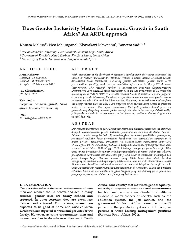 Does Gender Inclusivity Matter For Econo | PDF | Economic Growth | Economic Inequality