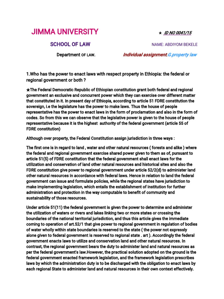 Abdiyom. General property law assignment | PDF