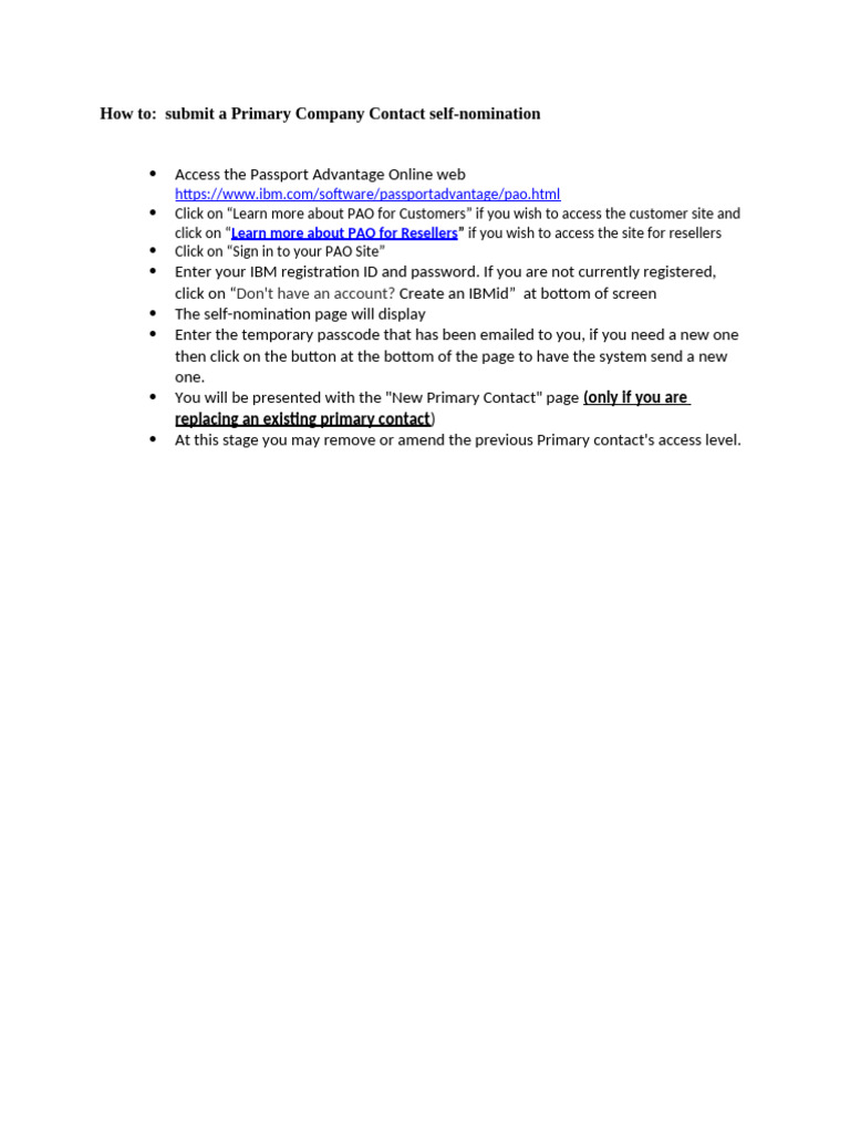 How To Submit A Primary Company Contact Self Nomination English | PDF