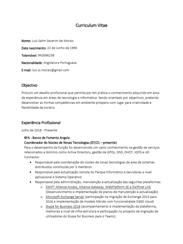 Curriculum Vitae LM.pdf | PDF | Servidor (informática) | Programas