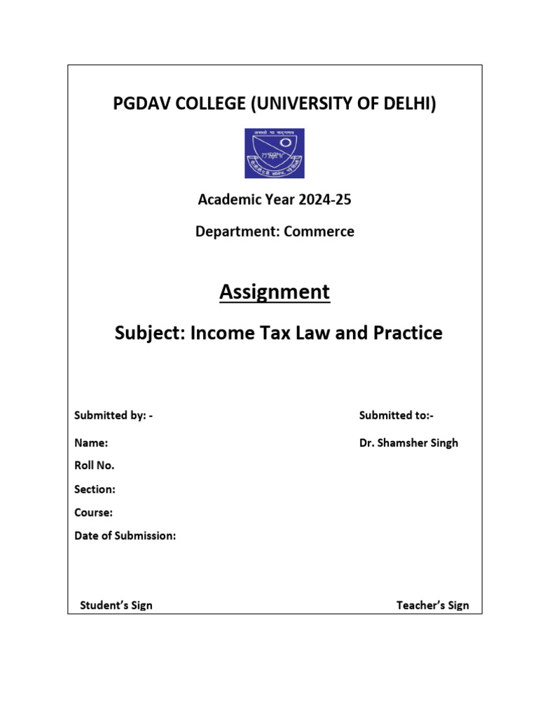 Income Tax assignment Sem-V 2024-25 | PDF | Income Tax | Tax Deduction
