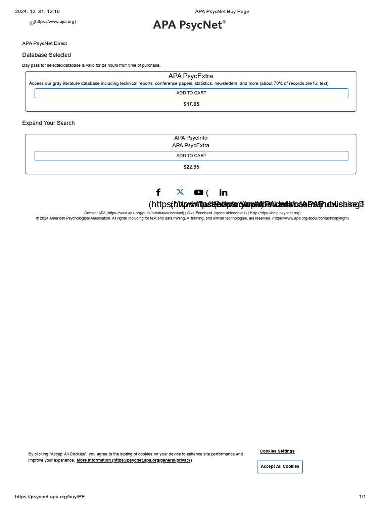 APA PsycNet Buy Page | PDF | American Psychological Association | Http Cookie