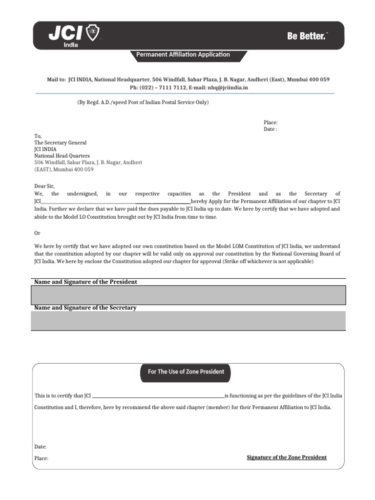 Permanent Affiliation FORM | PDF | Government | Justice
