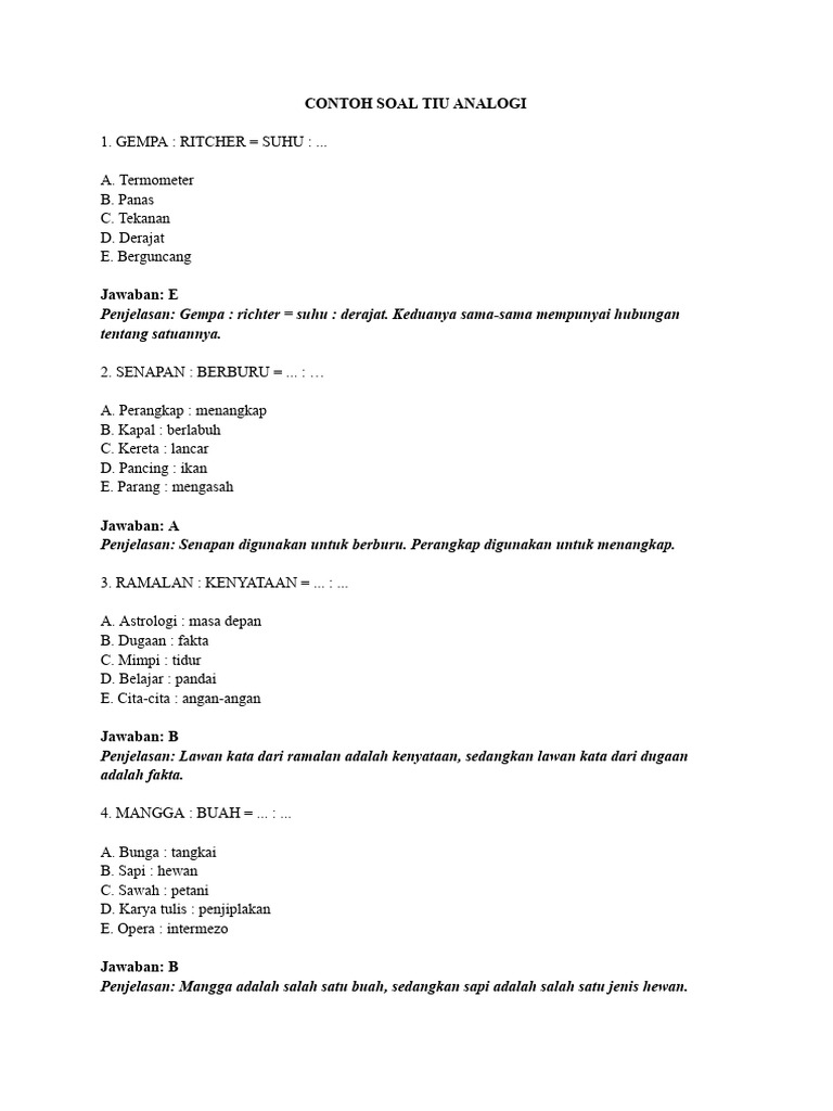 Latihan Soal Tiu | PDF