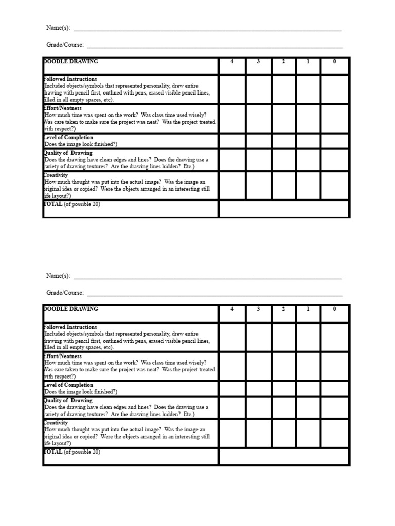 Share File3 Doodle Drawing Rubric | PDF