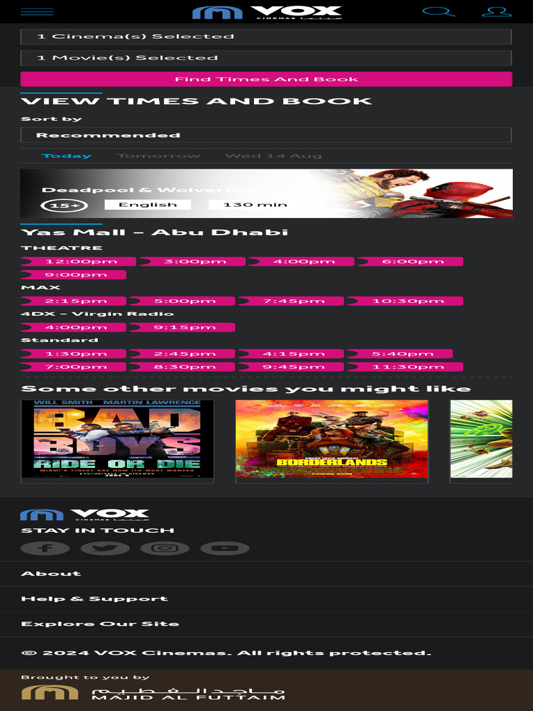 Movie Timings at Yas Mall - Abu Dhabi Cinema VOX Cinemas UAE | PDF