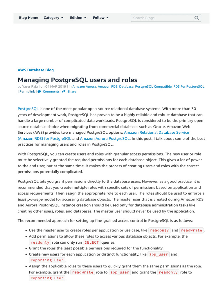 AWS.RDS.PG.Users | PDF | Postgre Sql | Databases