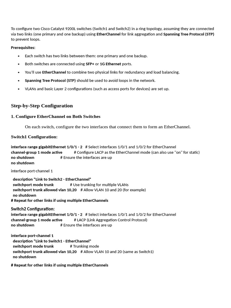 To Configure Two Cisco Catalyst 9200L Switches | PDF | Computer ...