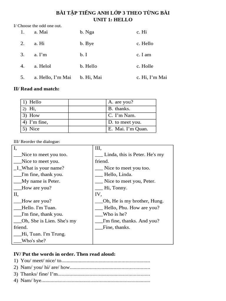 BTTA lớp 3 | PDF | Phonics
