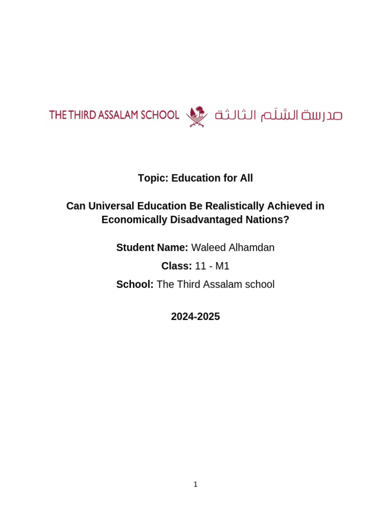Achieving Universal Education in Poor Nations | PDF | Poverty | Poverty ...