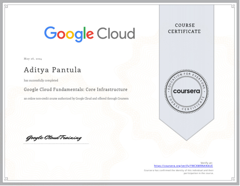 Google Cloud Fundamentals Course Completion | PDF