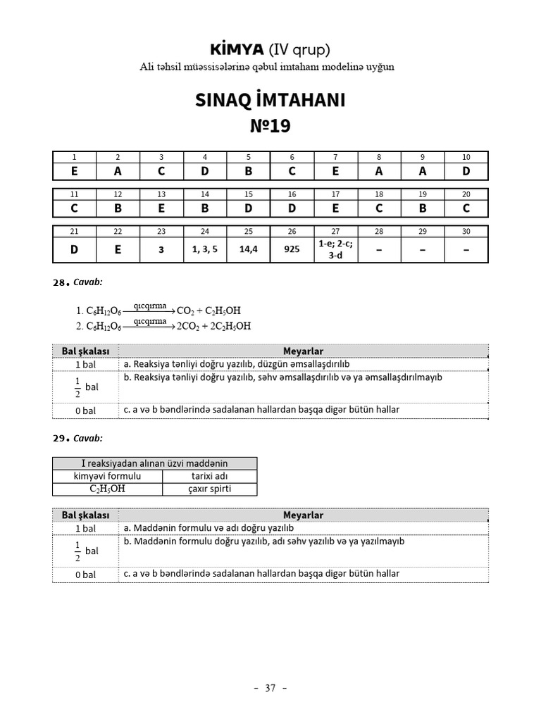 Kimya_Qrup_4_AZ_sinaq_19 | PDF
