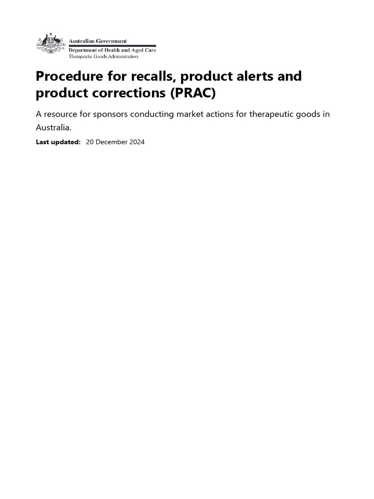 Procedure_for_Recalls_Product_Alerts_Product_Corrections_ | PDF | Risk ...