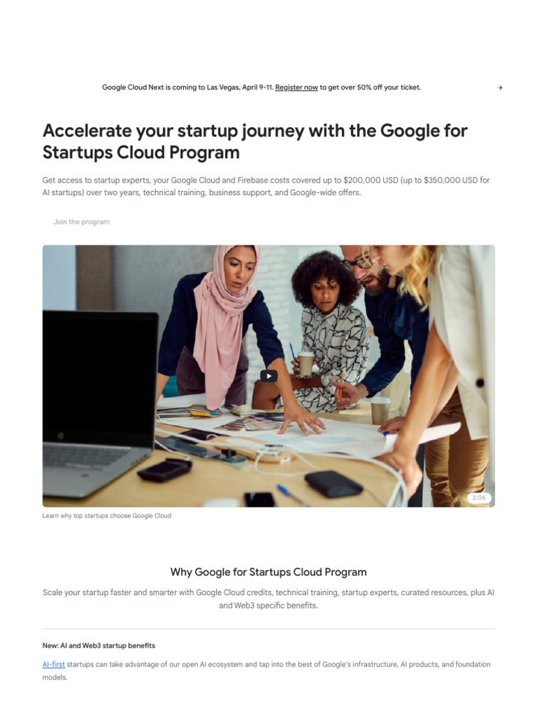 Google For Startups Cloud Program - Google Cloud | PDF | Cloud Computing | Startup Company
