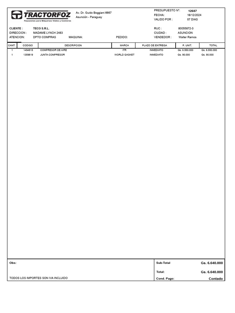 Compresor de Aire 140K | PDF