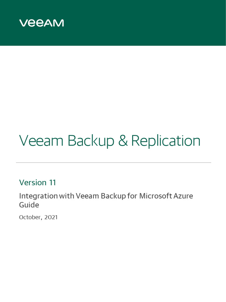 Veeam Backup 11 0 Azure Integration User Guide | PDF | Backup | Microsoft Azure