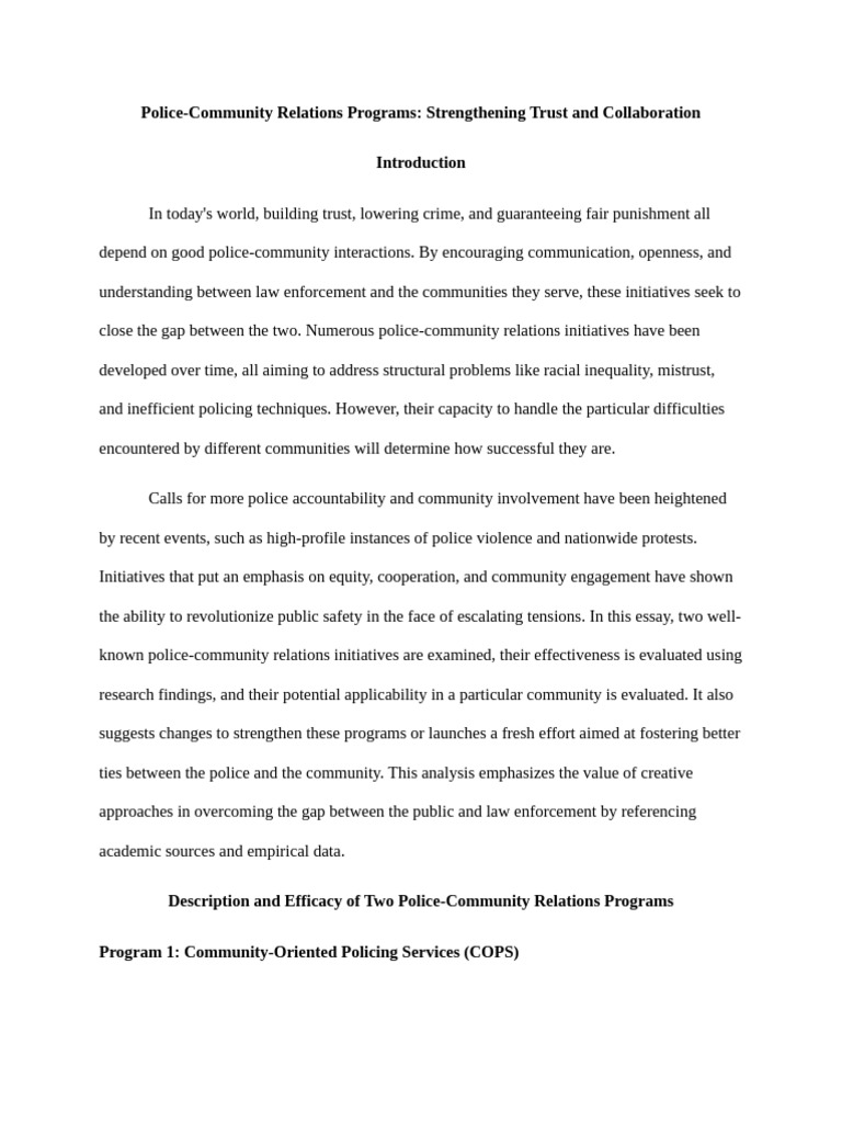 Police Community Relations Programs | PDF | Community Policing | Police