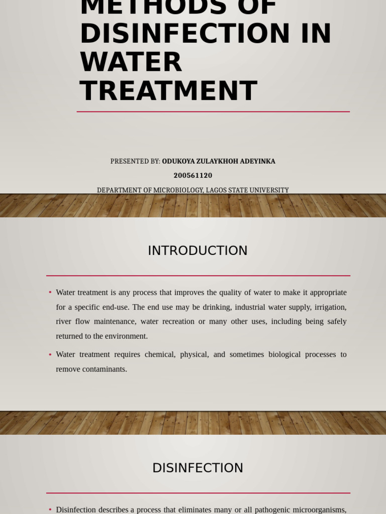 Water Disinfection Methods Guide | PDF | Disinfectant | Water Purification