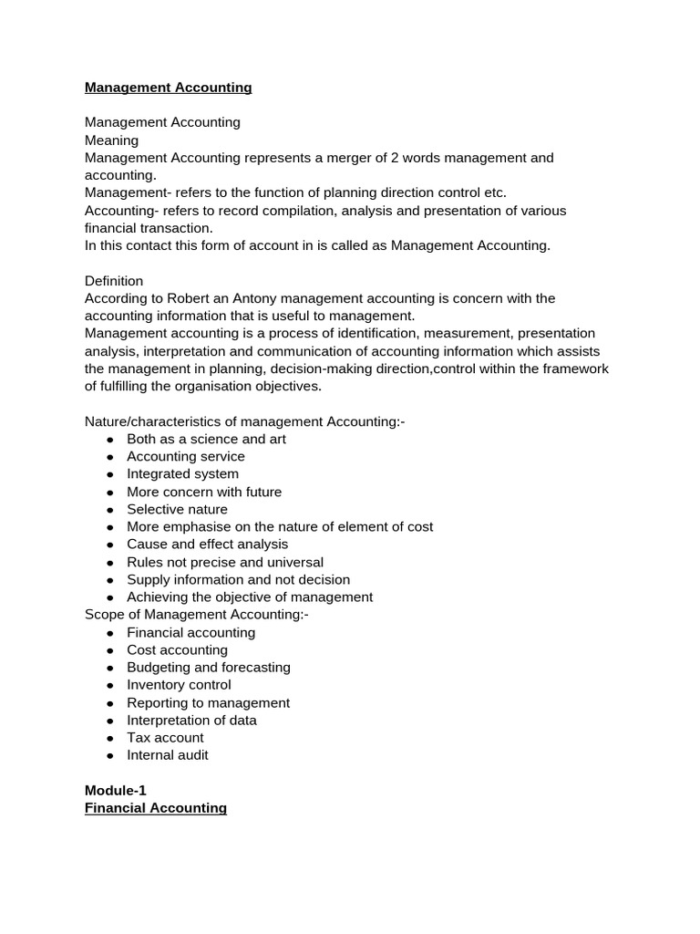 Mang - Acc (Mod-1) Financial Accounting | PDF | Financial Accounting | Accounting